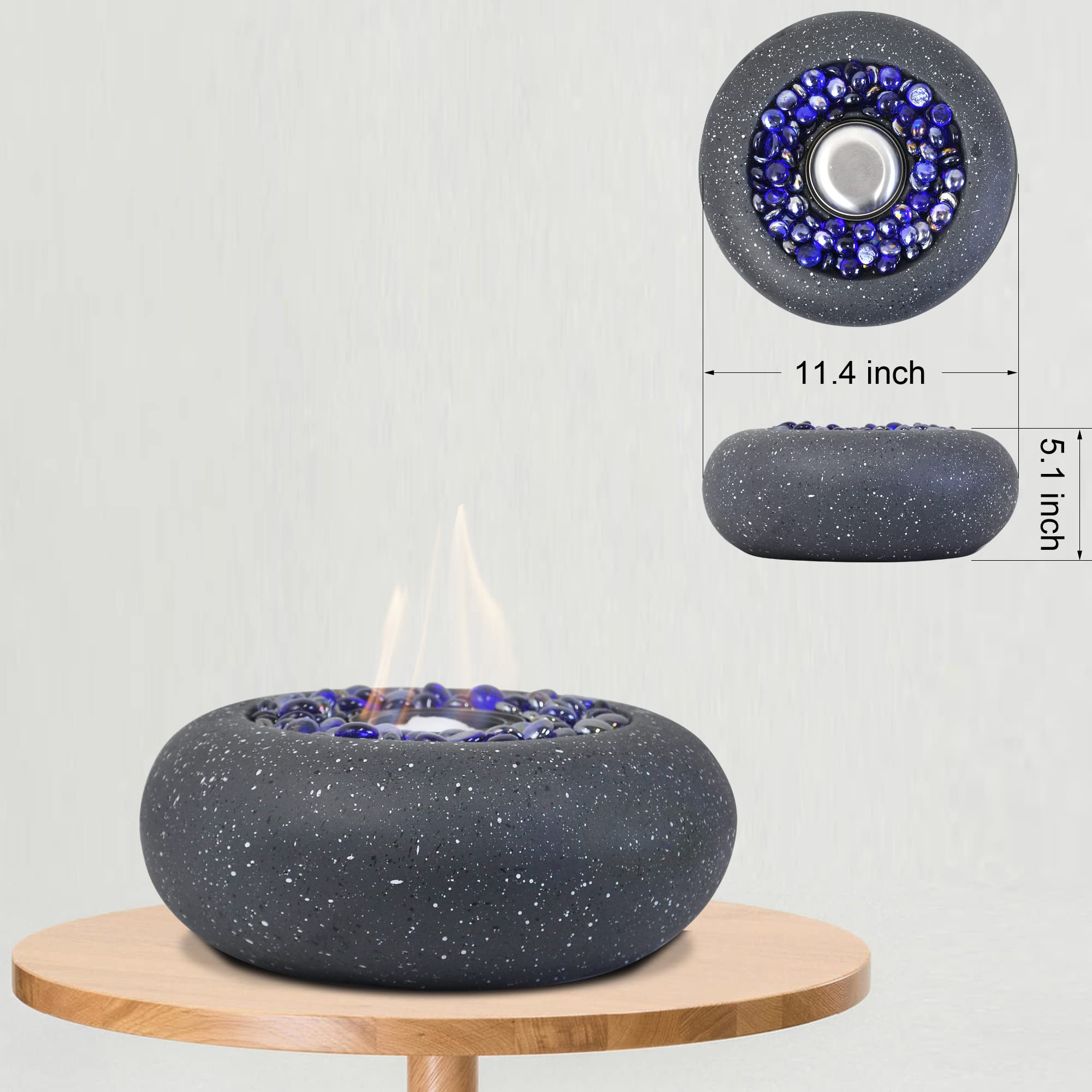 11-inch Portable fire Pit, Tabletop Fireplace fire Bowl Use Iso-Propyl Alcohol as Fuel. Clean-Burning Bio Ethanol Ventless Fireplace for Indoor Outdoor Patio Parties Events