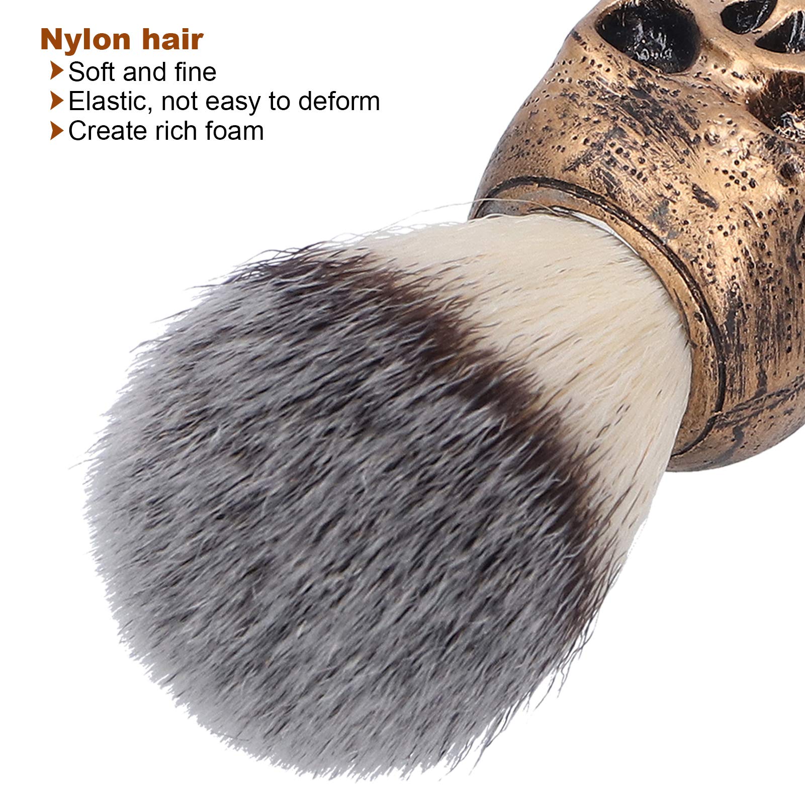 Barber Cleaning Hairbrush, Neck Duster Brush Shaving Beard Brush with Creative Skull Handle for Professional Salon and Home