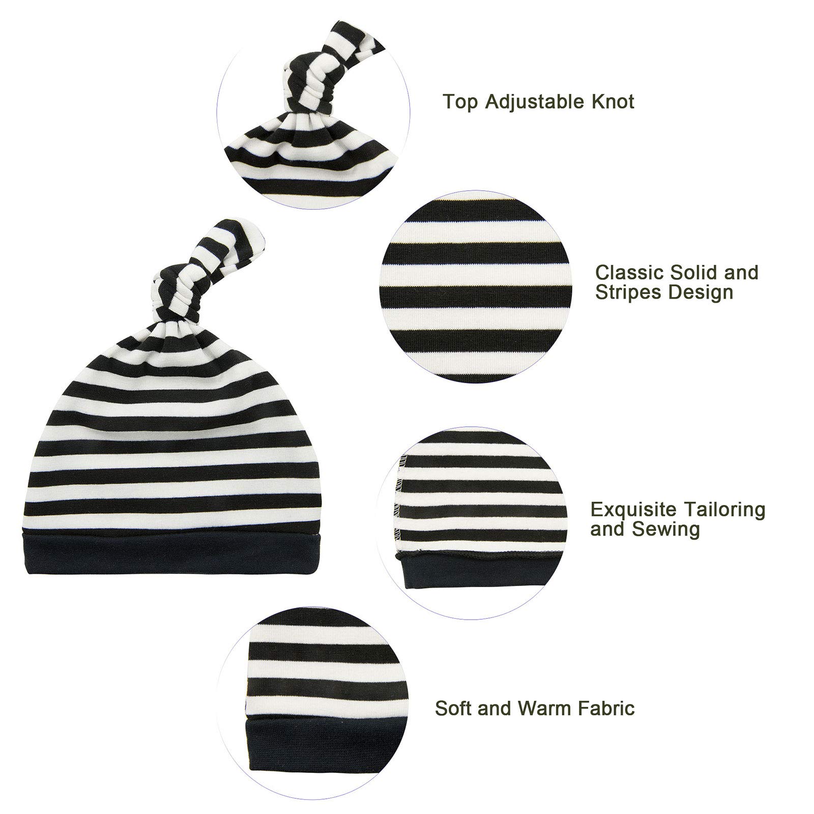 Baby Boy Hat and Mitten Set Baby Beanie for Boys Knot Newborn Hat Infant Caps Baby Accessories Fall Winter 0-6 Months 4 Pack A