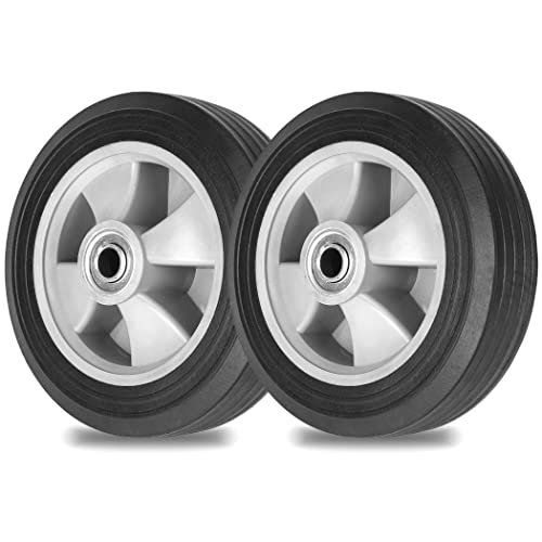 AR-PRO (2- Pack) Run-Flat Solid Rubber Replacement Tire 8" x 2'' with a 5/8" axle for Hand Trucks, Wheelbarrows, Dollies, Trolleys and More β Run Flat with 580 lbs Max Load