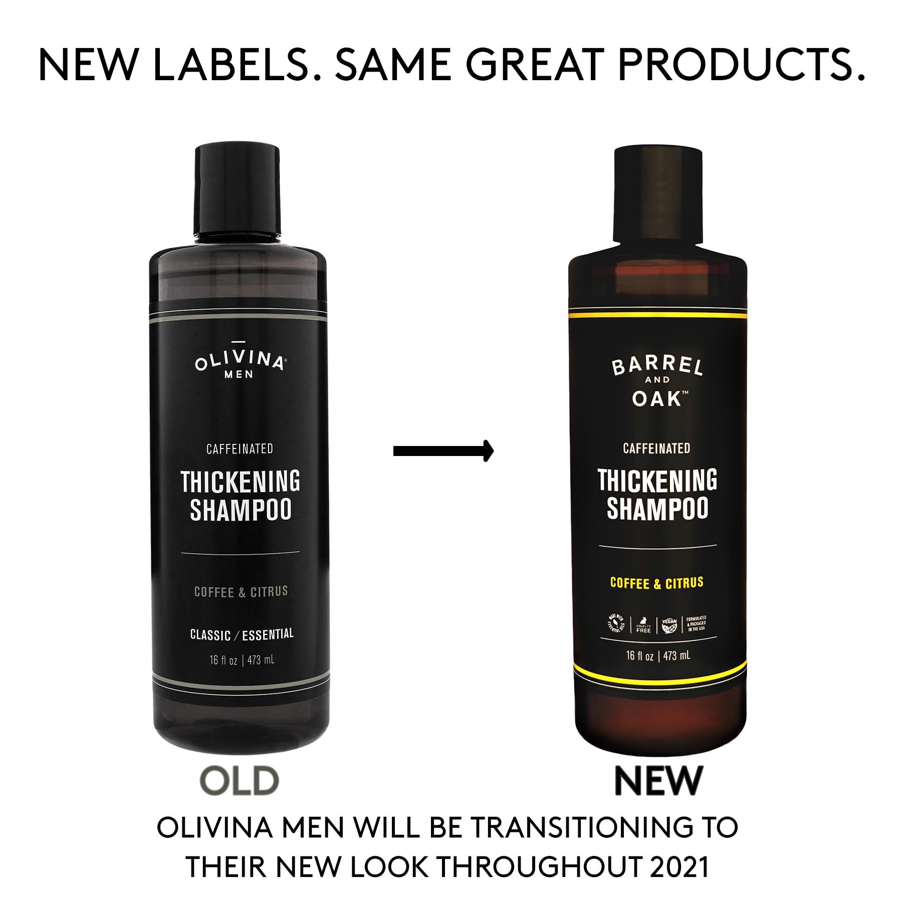 Barrel and Oak - Caffeinated Thickening Shampoo, Biotin Shampoo, Hair Care for Men, Strengthens & Hydrates, Biotin for Thicker Hair, Essential Oil-Based Scent, Vegan (Coffee & Citrus, 16 oz)