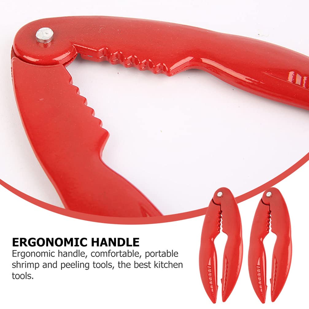 Yardwe 2pcs Lobster Crackers Seafood Clip Crab Pliers Crab Crackers Crab Leg Nut Cracker Crab Peel Shrimp Tool for Lobster Crab Crawfish Prawns Shrimp Red