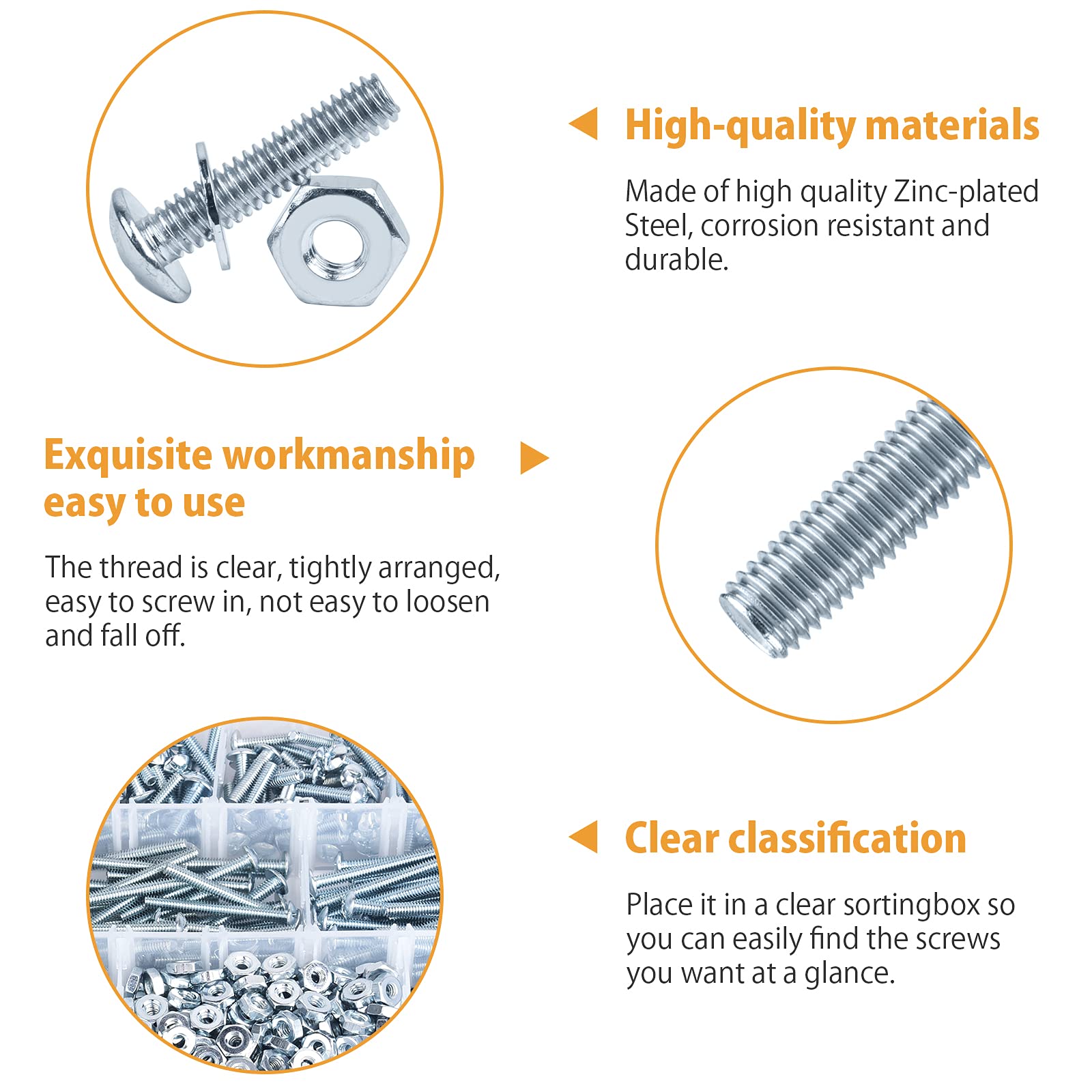 VIGRUE 705PCS #8-32x1/2 to #8-32x2 Machine Screws 8/32 Knob/Pull Screws Bolt Nut Flat Washers Zinc-Plated Steel Phillips Machine Screws Assortment Kit, Cabinet Door and Drawer Screws