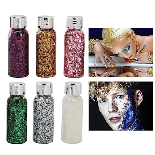 6 Colors Set Fine Glitter Holographic Glitter Craft Cosmetic for Body Face Hair Glitter Bulk, Glitter Tumbler Candle Making 180ML