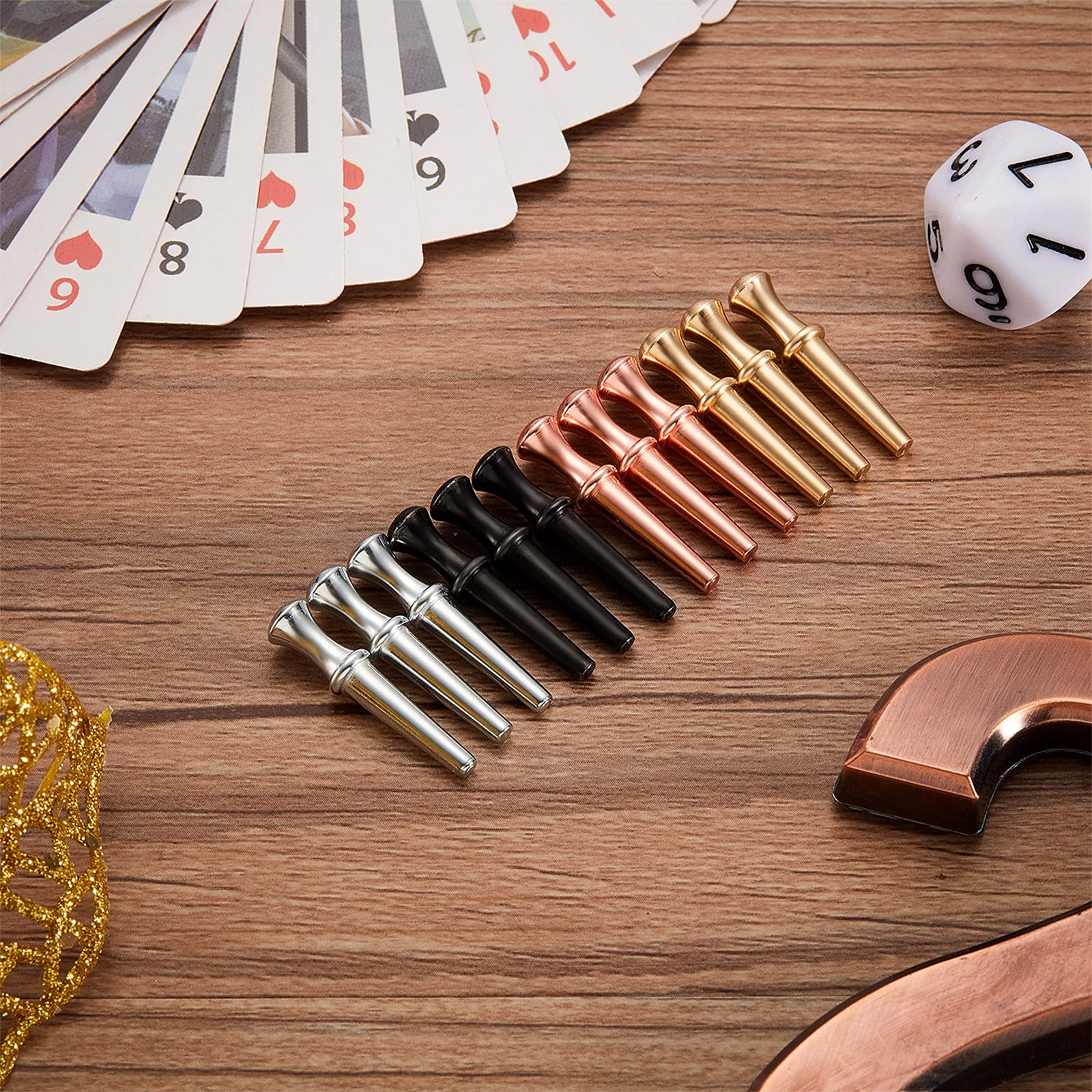 96 Pieces Cribbage Board Pegs Metal Cribbage Pegs Fit 1/8 Holes with Drawstring Storage Pouch Cribbage Accessories for Traditional Peg Board Game