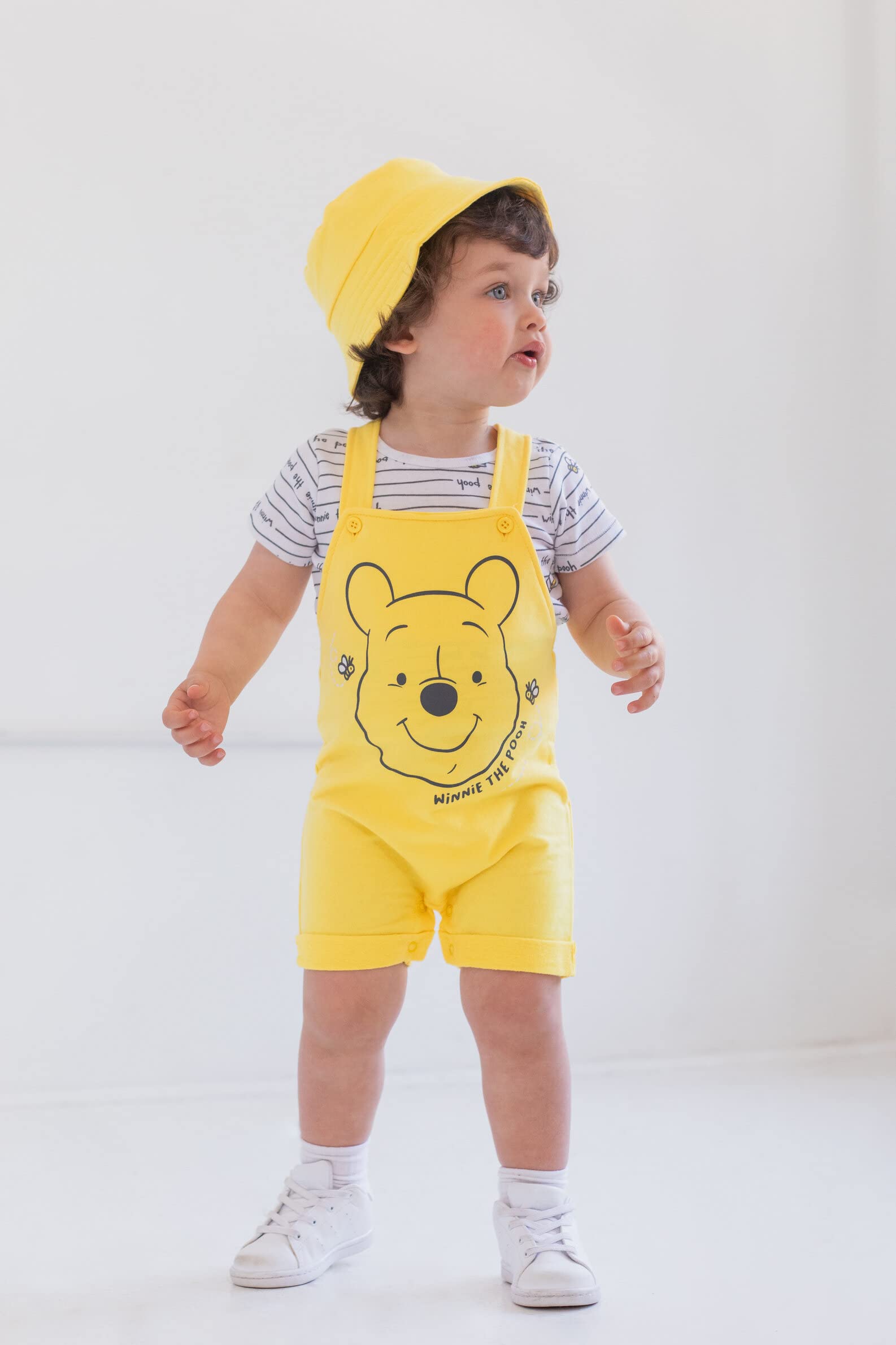 Disney Winnie the Pooh Baby Boys 3 Piece Outfit Set: Overalls T-Shirt Hat 12 Months