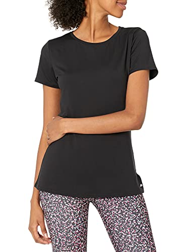 Amazon Essentials Women's Tech Stretch Short-Sleeve Crewneck T-Shirt (Available in Plus Size), Pack of 2, Black/Dark Grey Space Dye, X-Large