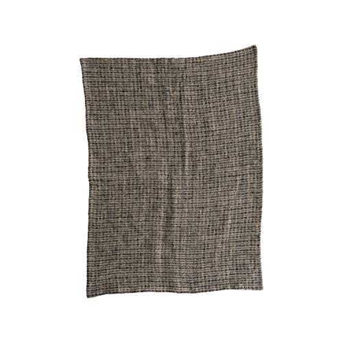 Bloomingville Natural and Black Oversized Woven Linen Tea Towel