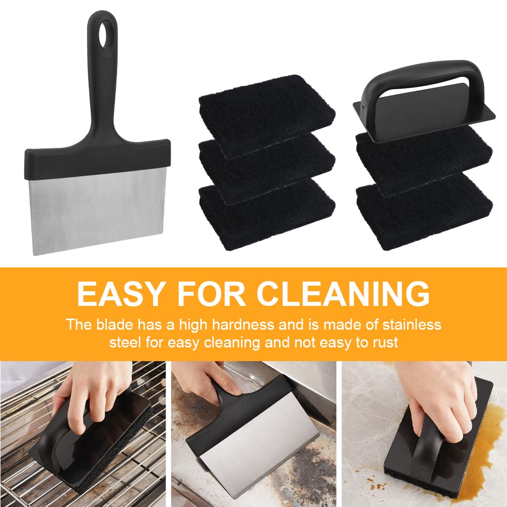 10pcs Set Griddle Cleaning Kit for Black Stone, Heavy Duty Grill Cleaner Kit with Grill Stone, Griddle Scraper, & Griddle Brush with Stainless Steel Handle(Size:10pcs)