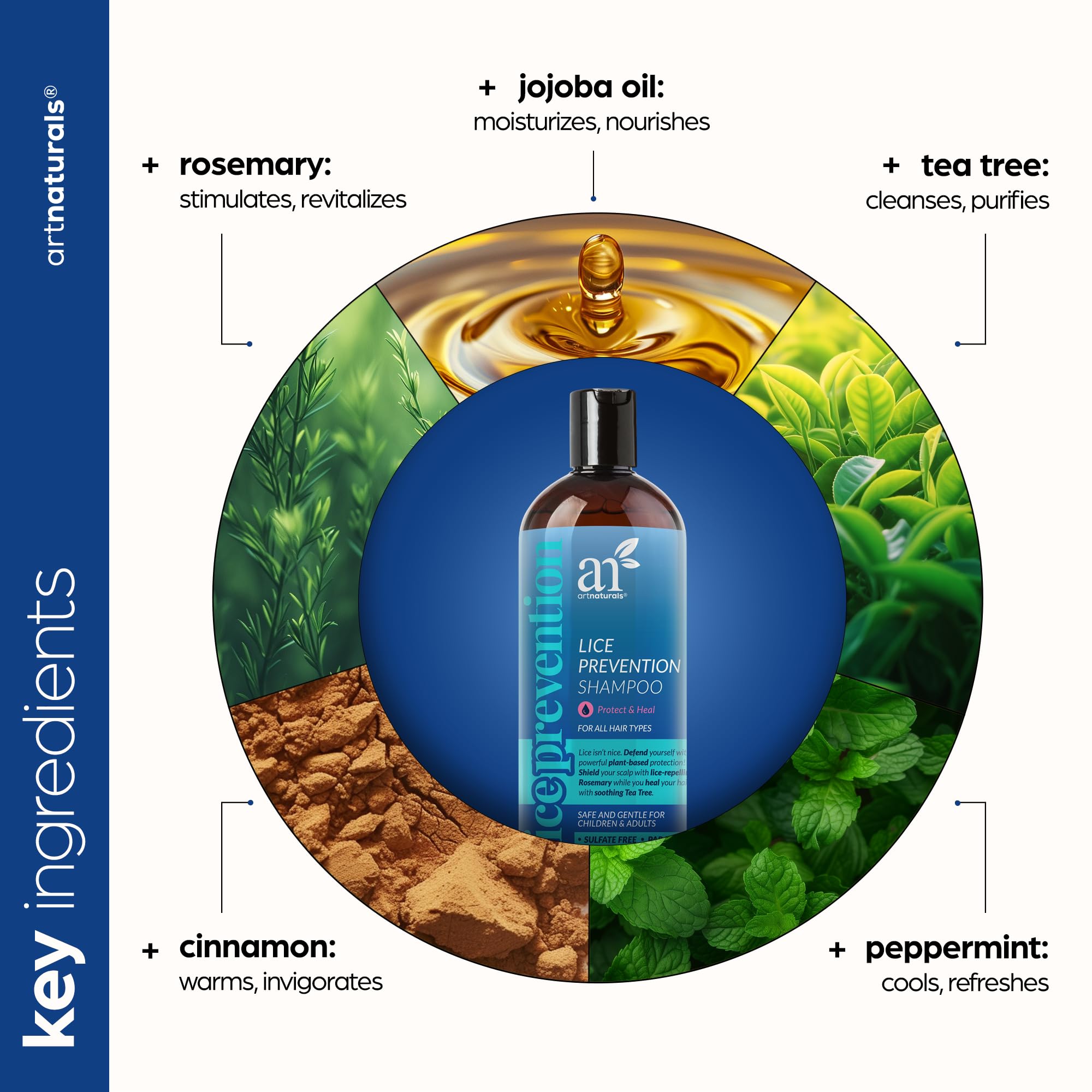 artnaturals Lice Prevention Conditioner (16 Fl Oz / 473ml) - with Rosemary & Tea Tree - Shield for Adults & Kids - Safe for Daily Use - Sulfate & Paraben Free - All Hair Types