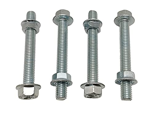 3/8 Flanged Hex Head Bolts, 3/8 Flanged Nuts, Flanged Hex Head Screws, Grade 5, Fully Threaded, 4 Pack (3/8"-16 x 3")