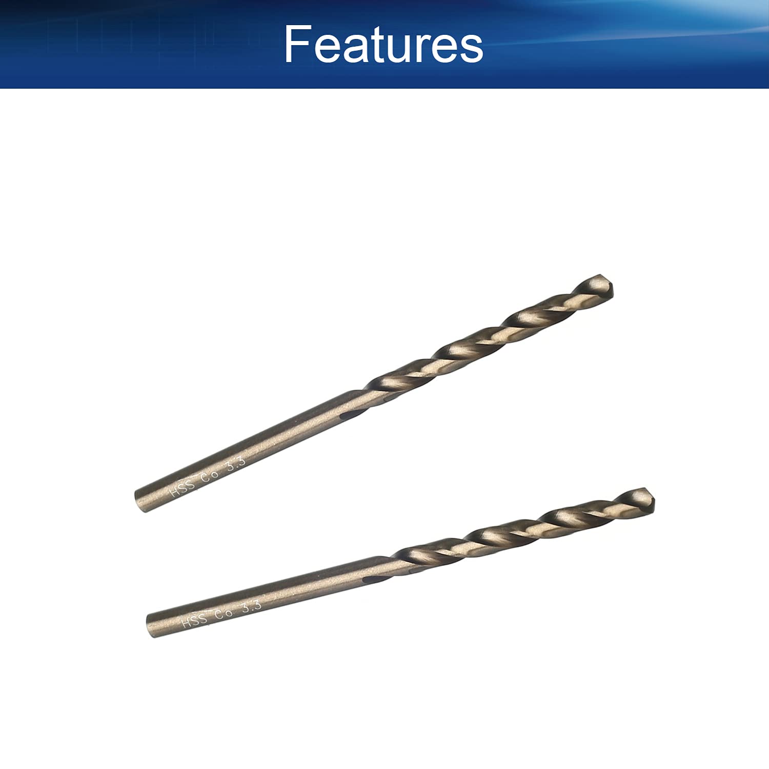Auniwaig HSS M35 Straight Shank 3.3mm Dia Twist Drill Drilling Hole Bits for Steel Aluminum Alloy 5pcs