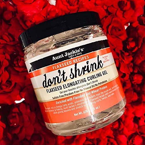 Aunt Jackie's Flaxseed Recipes Don't Shrink Elongating Hair Curling Gel for Natural Curls, Coils and Waves, Helps Prevent Dryness and Flaking, 18 oz