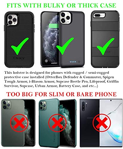 AH Premium Men Leather Belt Pouch Phone Holder Cell Phone Loops Belt Holster Bag, Loop Leather iPhone case for Samsung Galaxy S7 iPhone 6 6S 7 8 X iPhone 11 12 Fits Otterbox Carrying Case (Medium)