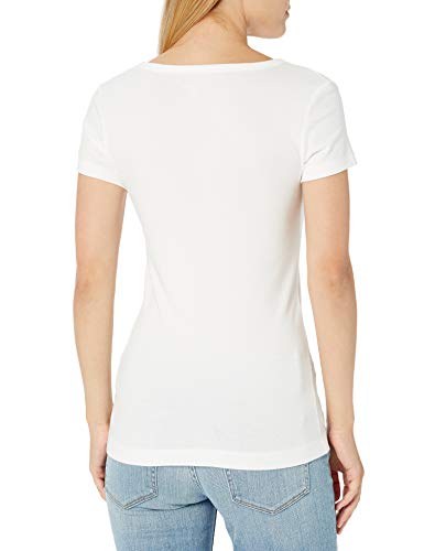 Amazon Essentials Women's Slim-Fit Cap-Sleeve Scoop Neck T-Shirt, Pack of 2, Black/White, X-Large