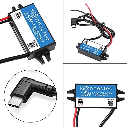 12V to 5V DC USB Type-C Right Angle Step-Down Power Converter, Buck Converter, 15W Output, 3A at 5V USB Type-C Power Supply, Waterproof (12V to 5V USB-C Power Converter)