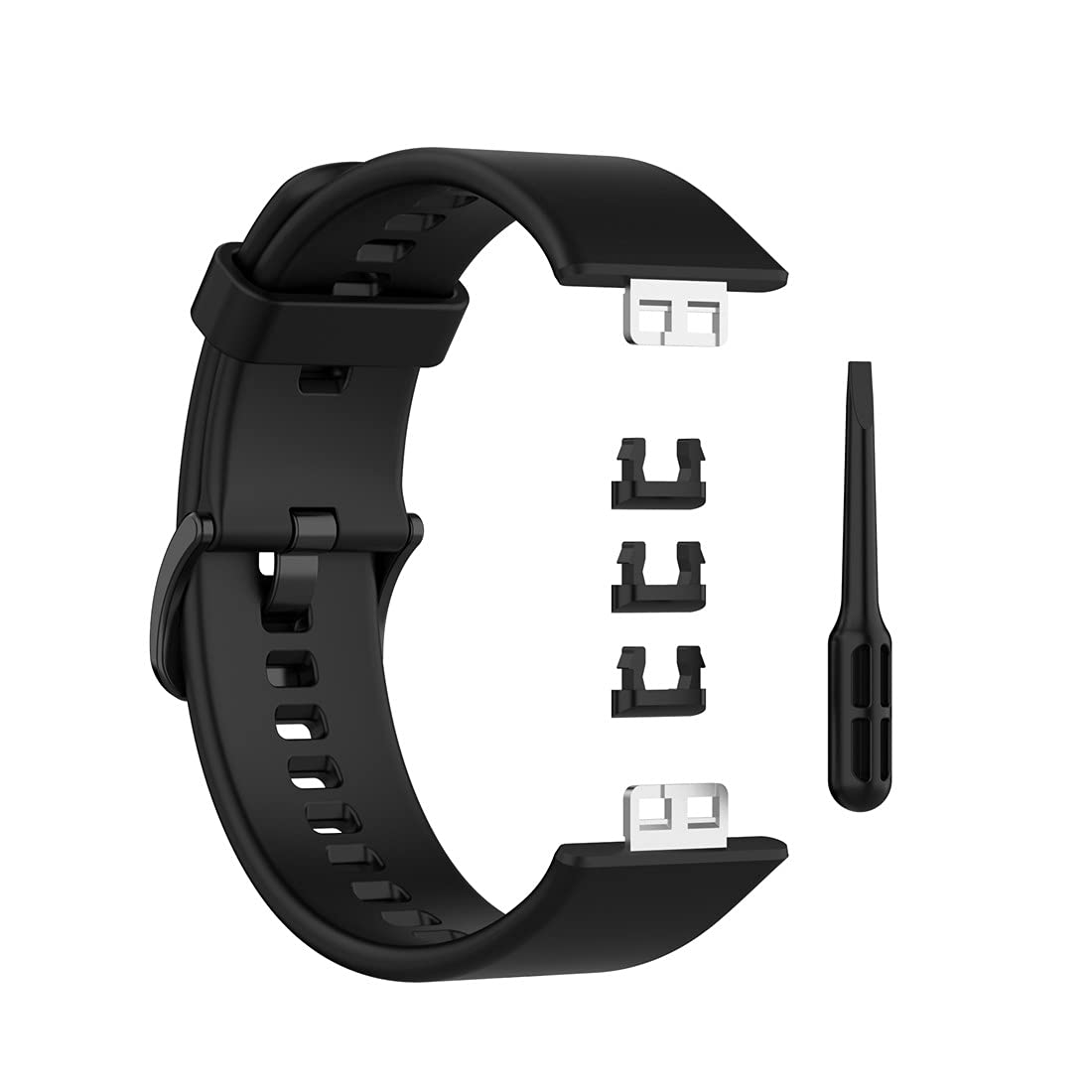 HUABAO Watch Strap Compatible with Huawei Watch Fit,Adjustable Silicone Sports Strap Replacement Band for Huawei Watch Fit Smart Watch (Black + Dark Blue + Teal)