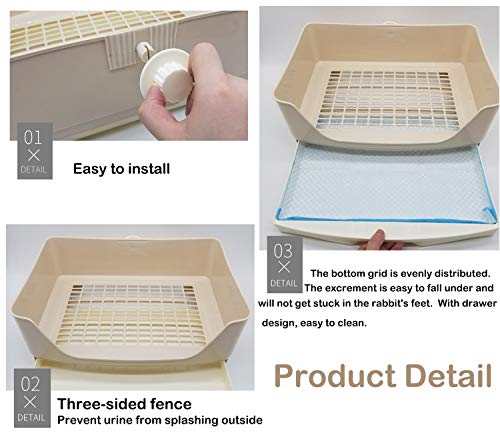 Linifar Extra Large Rabbit Litter Box, Pet Potty Corner Cage Toilet with Bonus Pads for Adult Bunny Guinea Pig Chinchilla Ferret