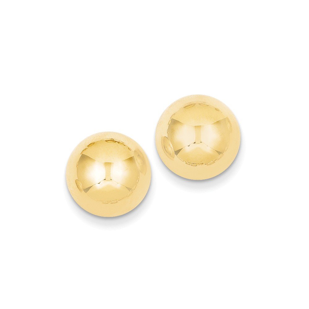 14k Yellow Gold 12mm Half Ball Post Studs Earrings 12mm