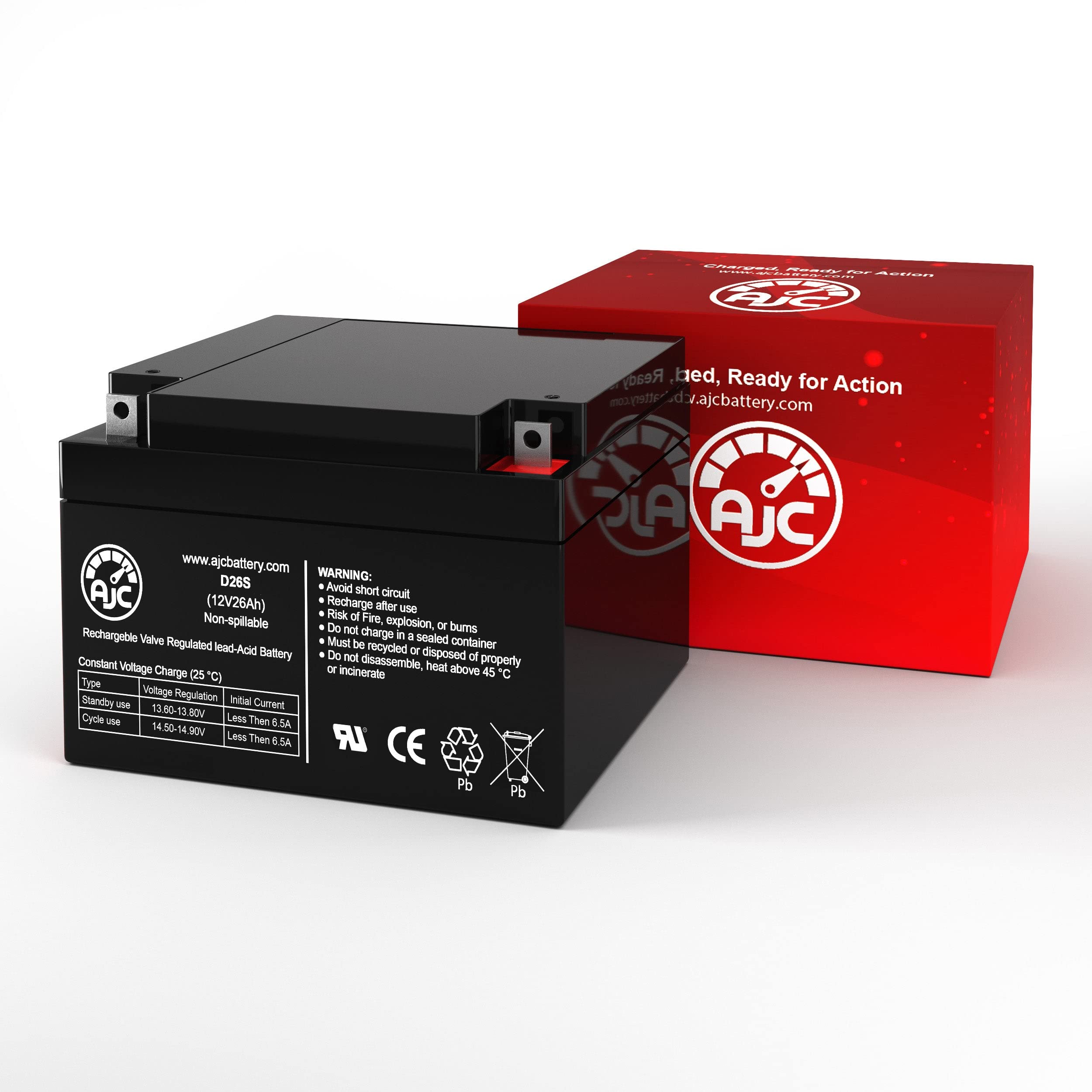 AJC Battery Compatible with Duracell DURA12-26NB 12V 26Ah Sealed Lead Acid Battery