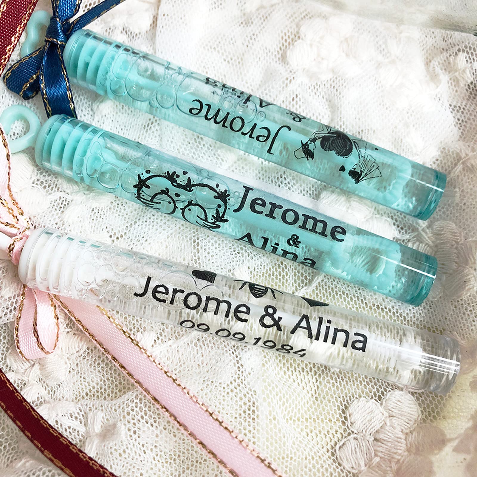 xingfa Piece Personalized Wedding Stickers Bubble Labels, Bubble Wand Stickers, Clear Labels,Custom Wedding Party Vinyl Decals,Funny Stickers,Wedding Bubble Stickers (2.5CMx5CM)
