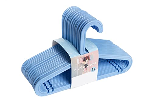 25 Pack Non-Toxic Plastic Hangers Kiddo's Closet Children Everyday's Hangers | Toddler and Teen Hangers in Blue and Pink Color | Non-Slip Plastic Slim Hangers | Toddler Hangers to Hang Their Stuff
