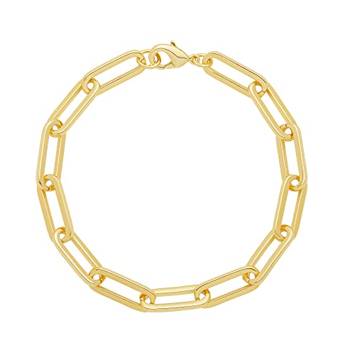 Amazon Essentials 14K Gold Plated Chunky Chain Link Bracelet 7.5", Yellow Gold