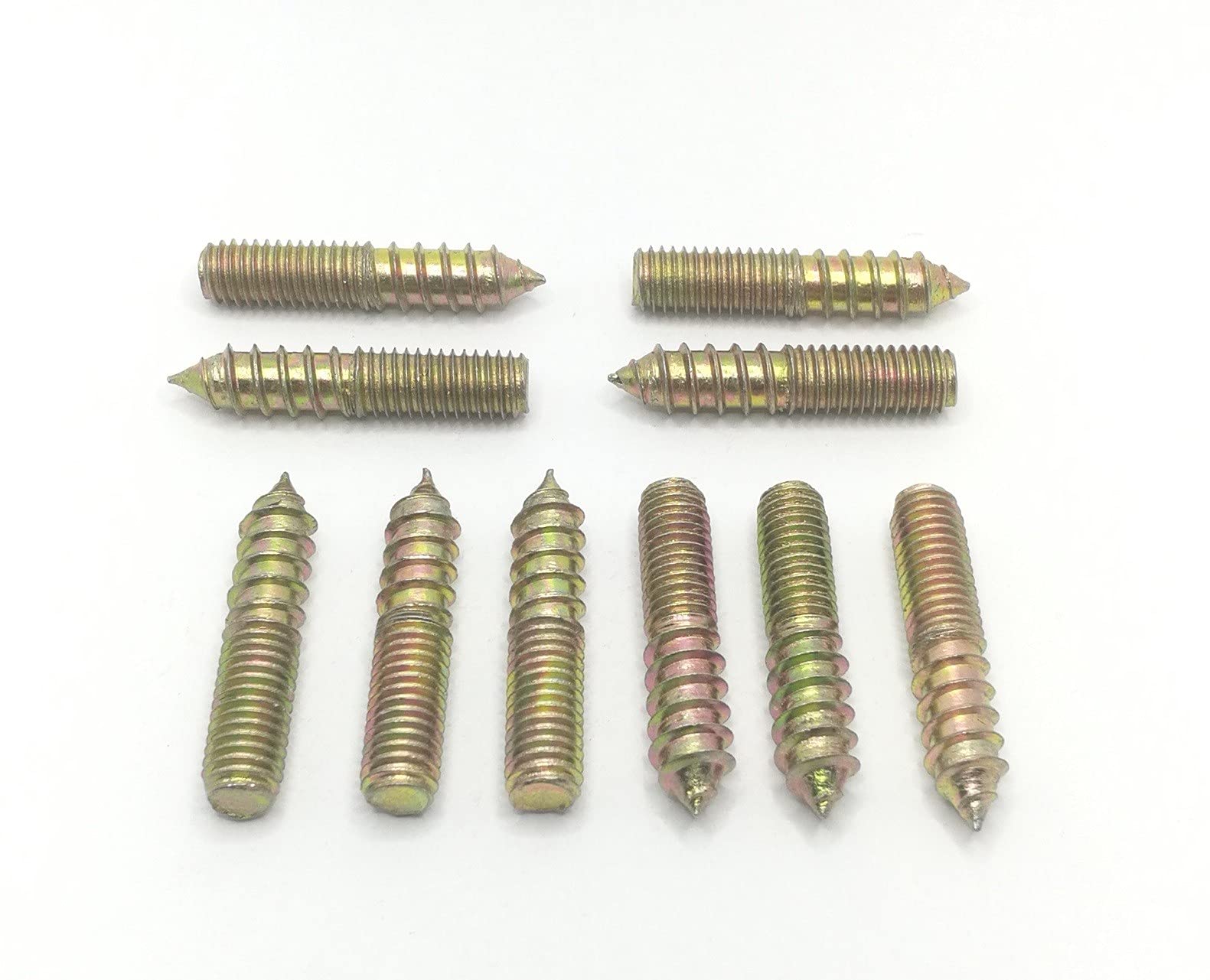 Haozheng Hanger Bolt M8x40 Double Headed Bolt Self-Tapping Screw for Furniture 20Pcs Bronze