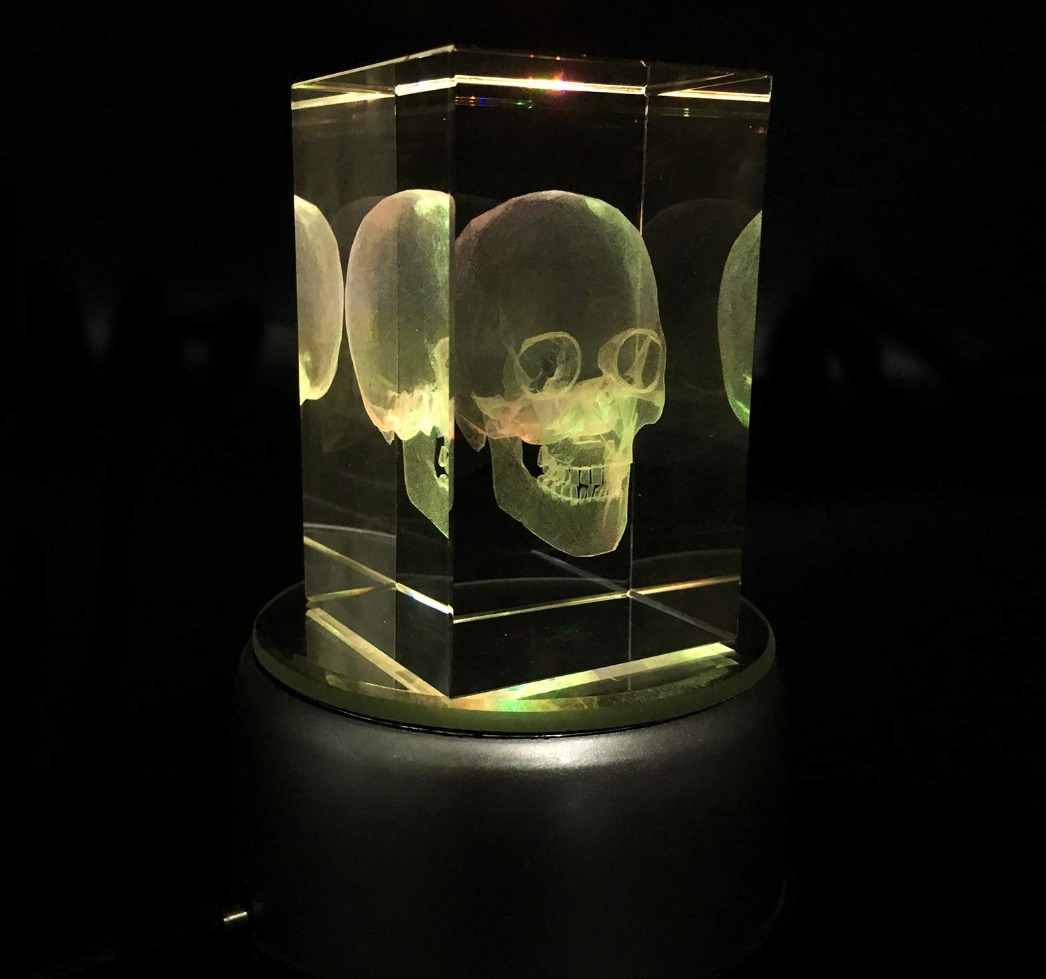 3D Human Skull Anatomical Anatomy Model Paperweight(Laser Etched) in Crystal Glass Cube Science Gift (No Included LED Base)(3.1x2x2 inch)