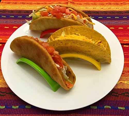 9pc Colorful Stackable ALAZCO Taco Holder Stand Server - For Soft & Hard Shell Taco - Backyard Party Picnic Fiesta (3 Red, 3 Green, 3 Yellow) BPA Free