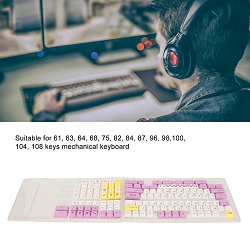 130 Keys Keycap, XDA Heat Sublimation Clear Handwriting PBT Keycap Set for 84 87 96 98 100 104 108 Keys Mechanical Keyboard Switch US Layout Mechanical Gaming Keyboard