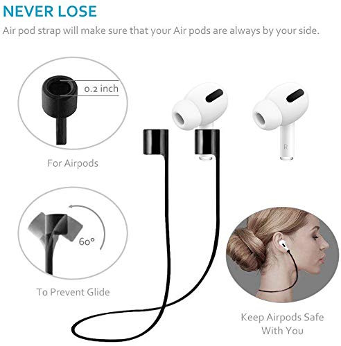 for Airpods Pro Case Black, 12in1 Kit Silicone Accessory Set Protective Cover for AirPods Pro 1st Generation with Watch Band Holder/Ear Hook/Ear Hangers/Ear Tip/Strap/Ring/Keychain/Brush/Carrying Box