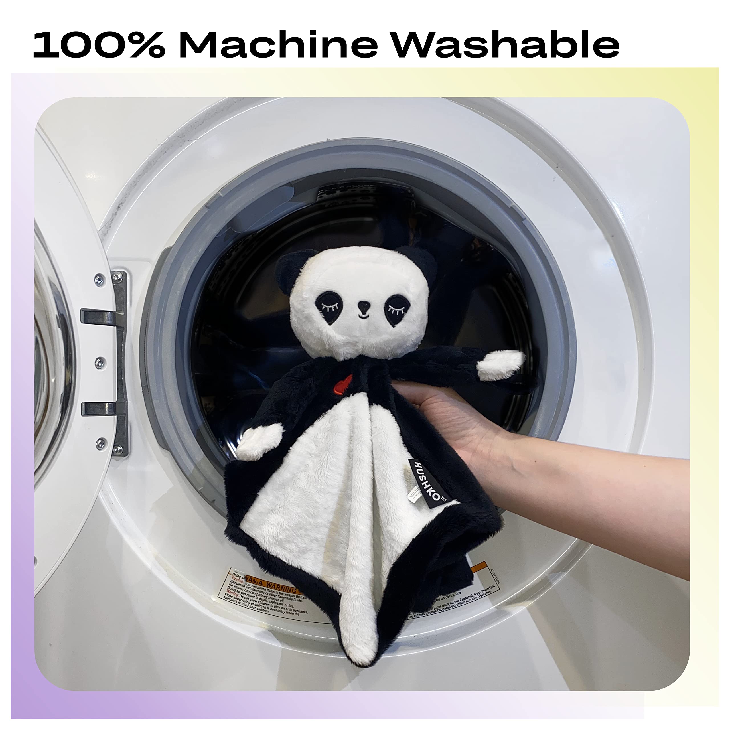 Hushko White Noise Baby Sound Machine - Sleeping Toy Panda - Sleep Soother: Shusher, Mother’s Heart Beat, Lullaby, or Record Any Sound. Volume & Time Control, Pacifier Holder, Washable, USB.