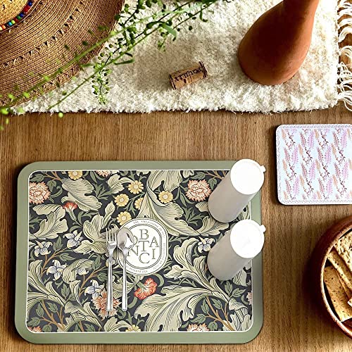 2023 New Fantasy Style Draining Mat,Powerful Absorbent Dish Drying Mat,Vintage Plates kitchen drying mat,Soft Diatom Mud Non-slip Drain Pad Quick Dry Mat for Kitchen Counter (D, 15.75×19.68 inch)