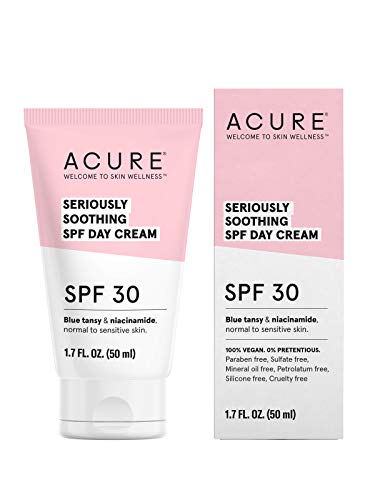 Acure Seriously Soothing SPF 30 Day Cream | 100% Vegan | For Dry to Sensitive Skin | Blue tansy & Niacinamide - Soothes & Provides Sunscreen | 1.7 Fl Oz