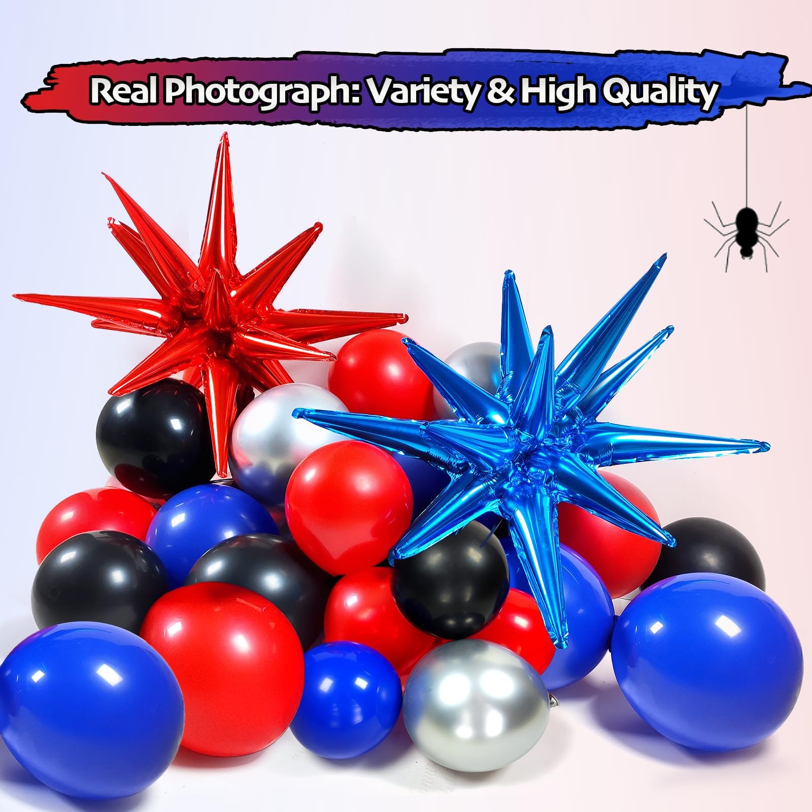 132PCS Black Red and Blue Balloons Arch Garland Kit, Spider Theme Balloon Arch for man with Balloons for Baby Shower Spider Theme Birthday Party Decorations