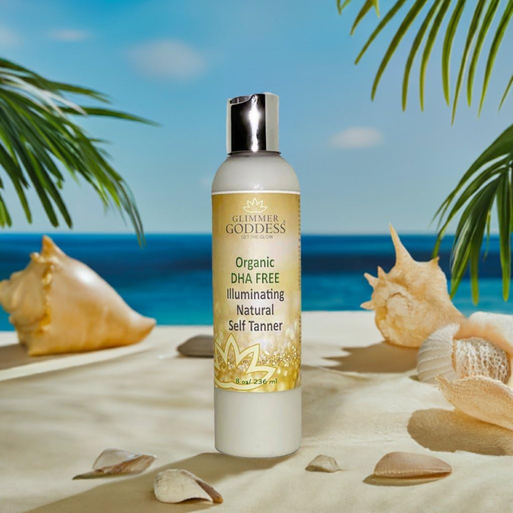 Glimmer Goddess Organic Self Tanner - DHA-Free Tanning Lotion, 8 oz
