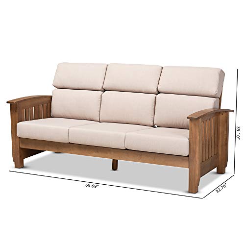 Baxton Studio Sofas, Taupe/Walnut Brown