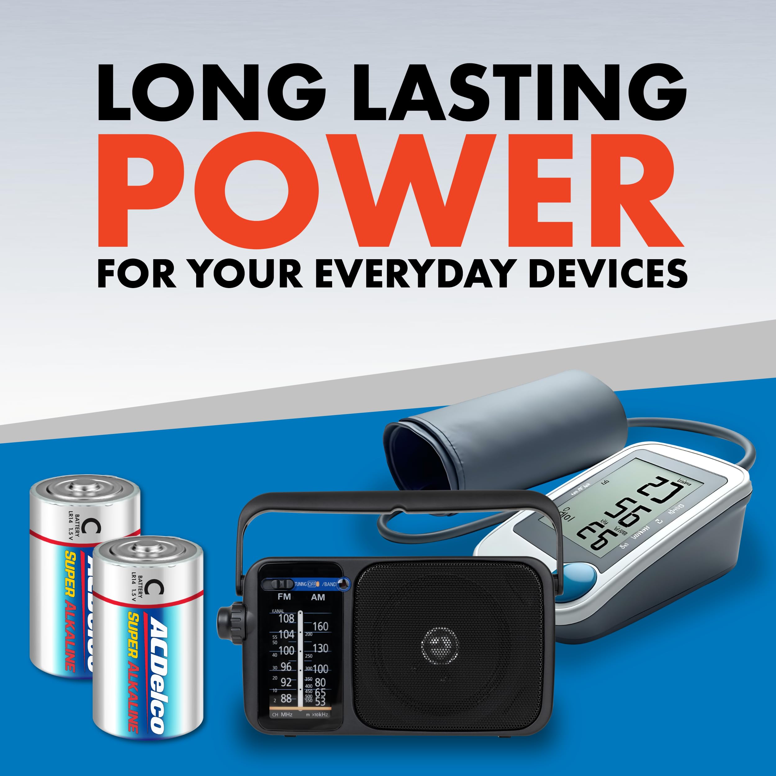 ACDelco 12-Count C Batteries, Maximum Power Super Alkaline Battery, 7- Year Shelf Life, Recloseable Packaging