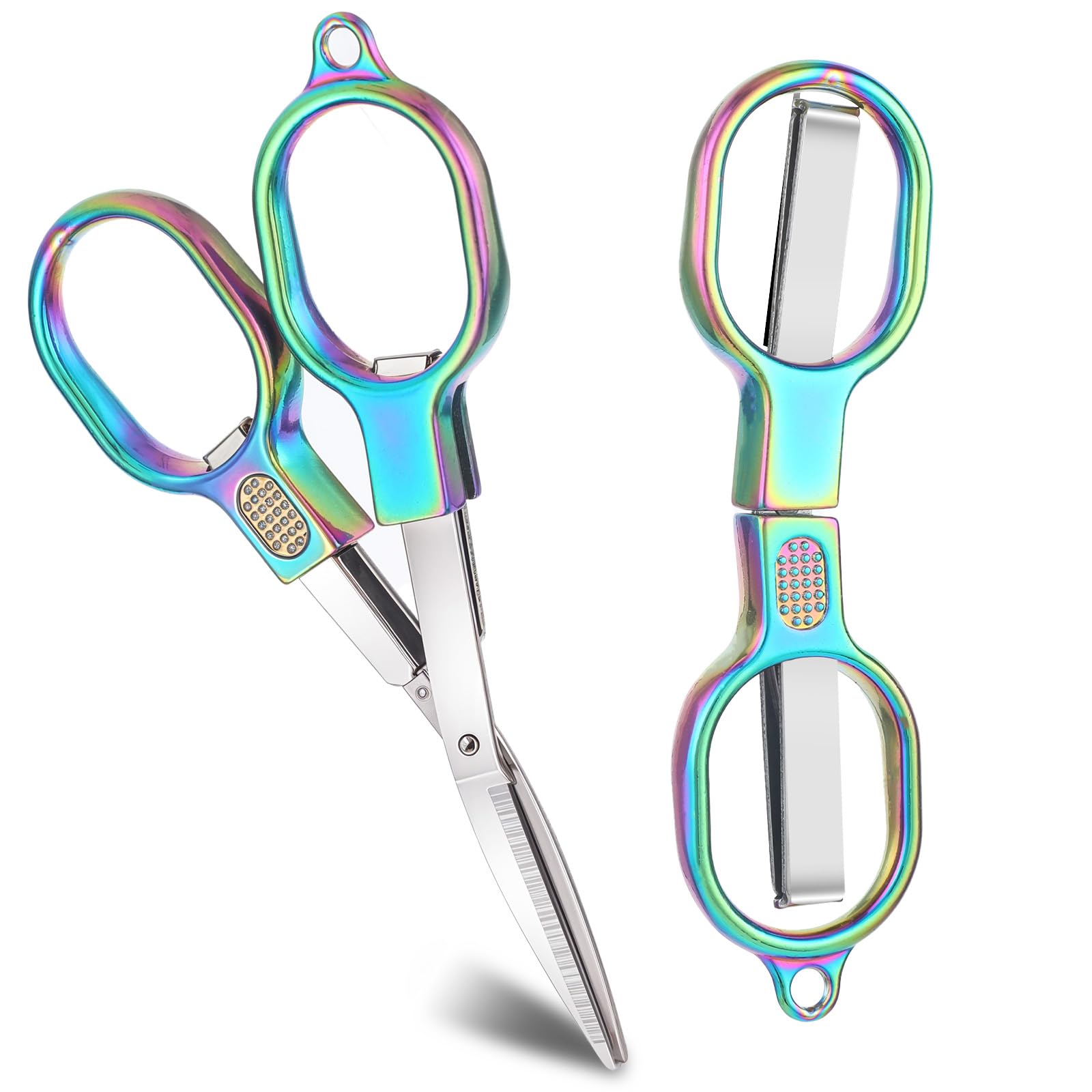 2 PCS Folding Scissors, Travel Portable Keychain Scissors, Mini Compact Scissors, Safe Portable Travel Scissors, Stainless Steel Retractable Scissors for Home, Office, Outdoor Travel