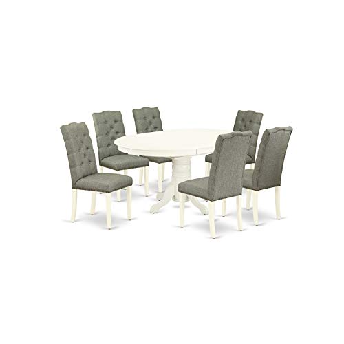 East West Furniture AVEL7-LWH-07, Linen White