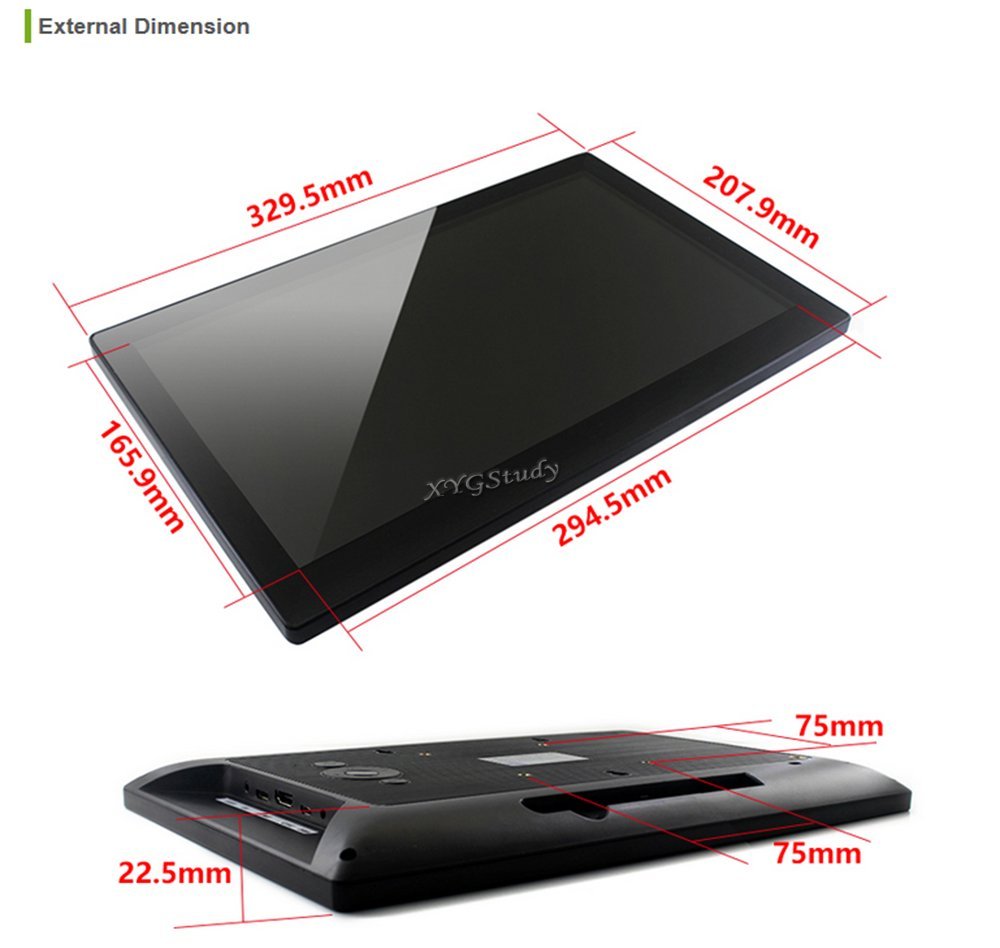 13.3inch HDMI LCD (H) (with case), IPS 1920x1080 Capacitive Touch Screen Display LCD with Panel Protection Cover Case Supports BB Black Raspberry Pi 4 3 2 Raspbian Ubuntu WIN10 IOT Mini PC @XYGStudy