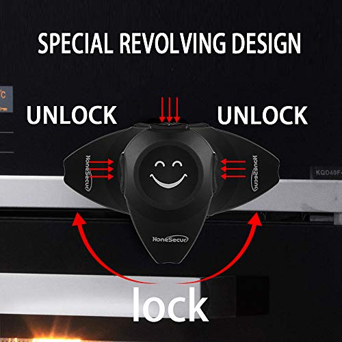 HoneSecur Oven Lock Child Safety, Oven Front Door Lock Child Proof, Heat-Resistant Easy to Install 3m Adhesive for Kids Toddlers Dishwasher, Microwave Lock - Black
