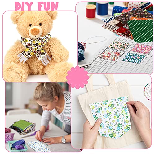 300 Pieces 4 x 4 Inches Cotton Fabric Bundle Precut Patchwork Fabrics Fat Squares Fabric Scraps Cotton Quilting Printed Floral Fabric Patchwork for DIY Craft Sewing Clothing