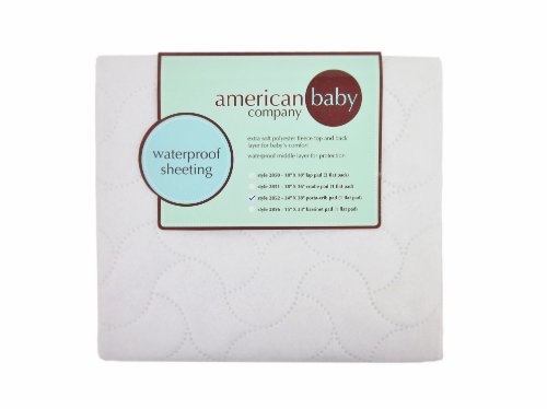 American Baby Company Waterproof Embossed Quilt-Like Flat Reusable Portable/Mini-Crib Size Protective Mattress Pad Cover for babies, adults and pets, White 24" X 38"