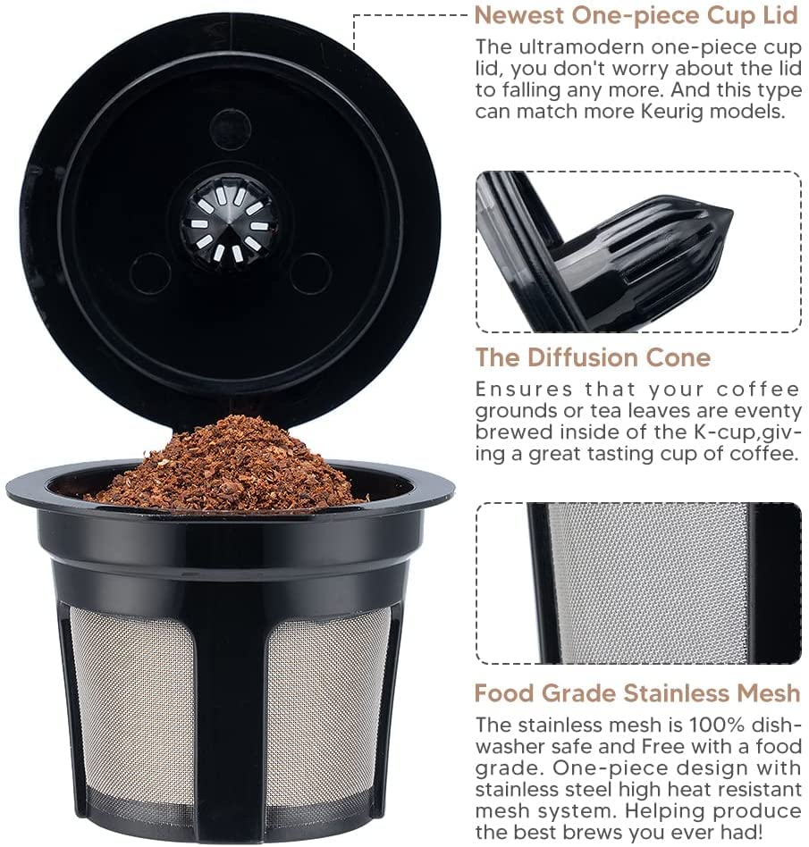 2 Reusable Coffee Ground Basket Style Coffee Filter for KeurigKDuo Essentials and KDuo Brewers Machine,2 Refillable K Cups Pod Capsule for KeurigKDuo+1 Spoon+1 Brush,2 Ways to Brew
