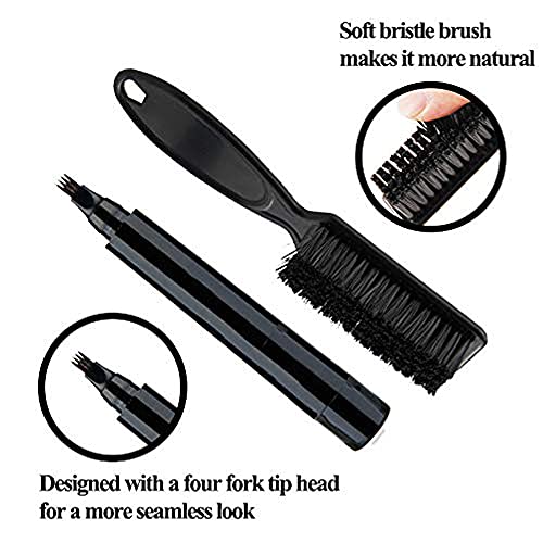 HWU Beard Pencil Filler for Men, Beard Filling Pen Kit, Long Lasting Coverage and Natural Finish - Beard, Moustache and Eyebrows - Beard Dye for Men - Bristle Brush Included (Dark Brown)