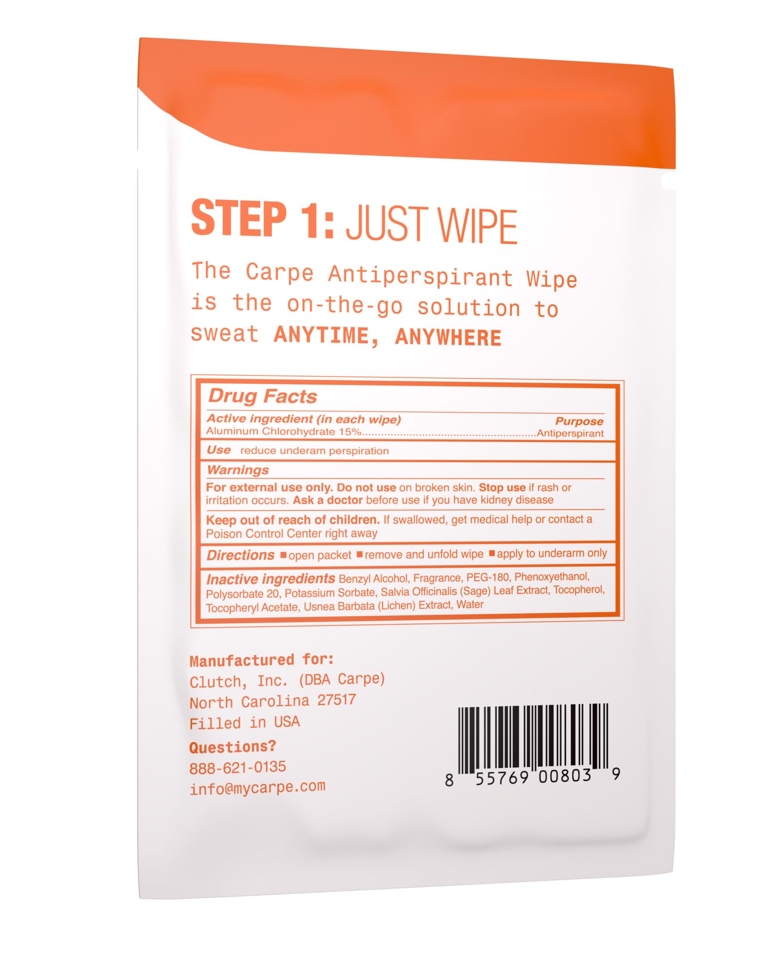 Carpe Underarm Antiperspirant and Deodorant, Pack of 3-WITH 3 FREE ON-THE-GO WIPES!