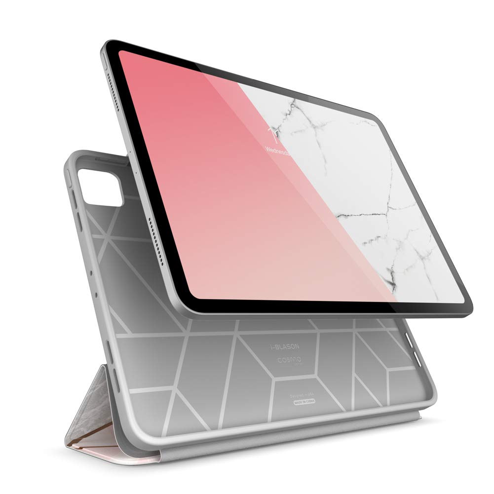 i-Blason Cosmo Case for New iPad Pro 12.9 Inch (2022 2021 2020 Release), Full-Body Trifold Stand Protective Case Smart Cover with Auto Sleep/Wake & Pencil Holder (Marble)
