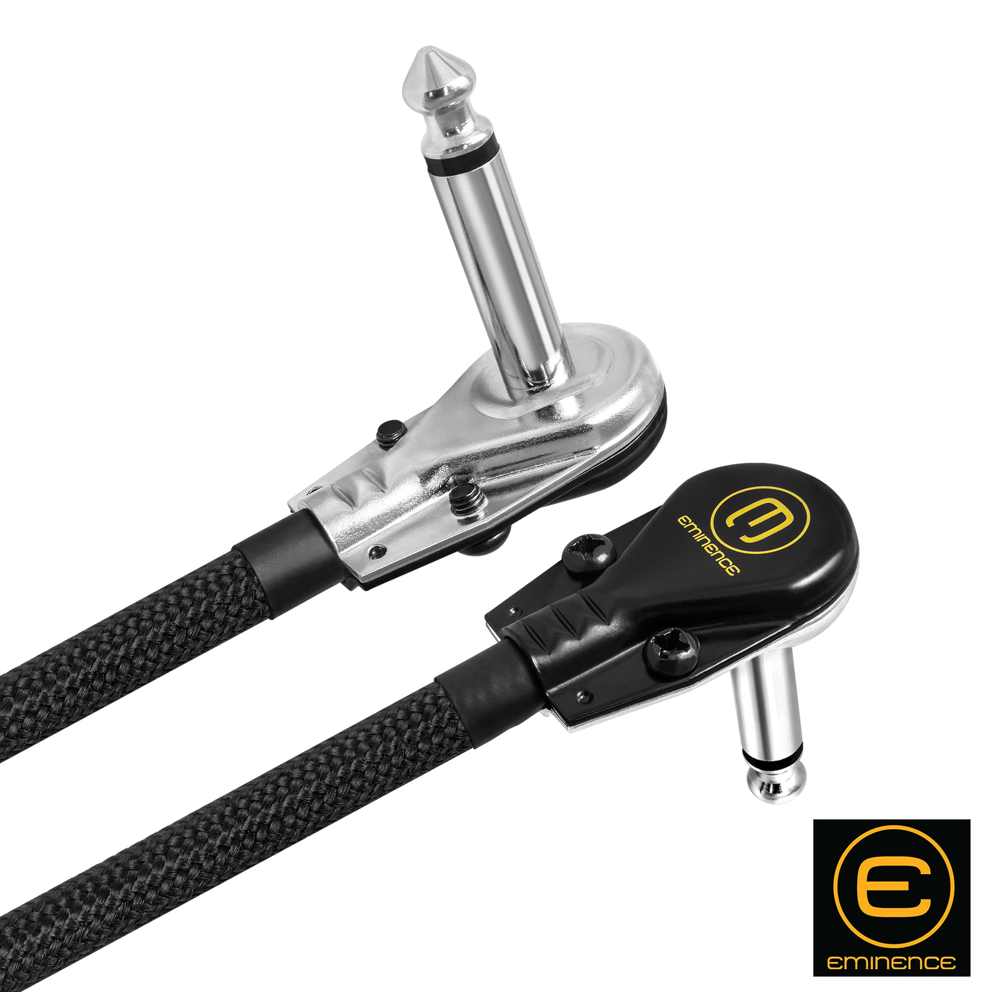 12 Inch x2 + 15 Inch x2 + 18 Inch x2 Audioblast HQ-1 Braid(Black)-Flexible-Dual Shielded(100%)-Instrument Effects Pedal Patch Cable w/Low-Profile, R/A Pancake TS(6.35mm) Plugs & Dual Staggered Boots
